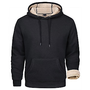 MAGCOMSEN Pullover Hoodie Men Heavyweight Hoodies for Men Pullover Sweatshirt for Men Sherpa Sweatshirts Athletic Hoodies Fleece Sweatshirts for Men Black