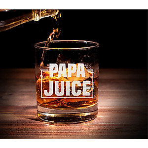 NeeNoNex Papa Juice Whiskey Glass - Funny Birthday Retirement Fathers Day Gift for Grandpa Papa