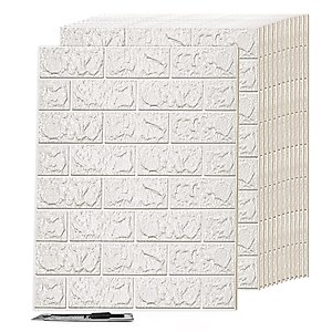 Art3d 3D Peel and Stick Foam Brick Wall Panels, White, 44 Square Feet, 30 Pcs