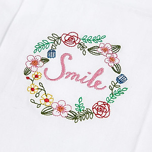 WINCSPACE Sweet and Cute Kitchen Towels Stitchwork with Dream Hope Smile Be Happy Love Live Simple 6 Set French Fry Flour Sack Tea Dish Towel(18INCH*28INCH) (6)