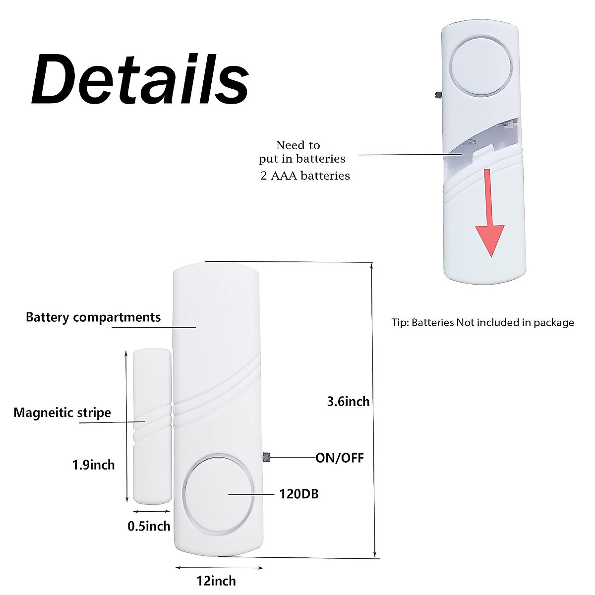 4 Pack Door Window Alarm, Magnetic Burglar Alert Sensor, Loud Door Alarms for Kids Safety, DIY for Home Security, Office Protection,Shopping Store AAA Battery