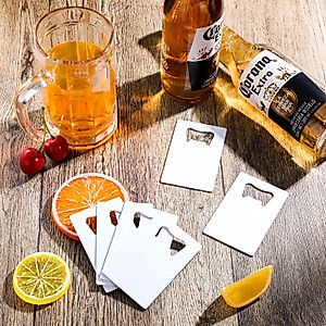 Didaey 6 Pcs Sublimation Bottle Opener Blanks Credit Card Bottle Opener Metal Stainless Steel Wallet Beer Opener for Christmas Wedding Party Gifts Bar Kitchen Restaurant, White 2.09 x 3.35 Inch