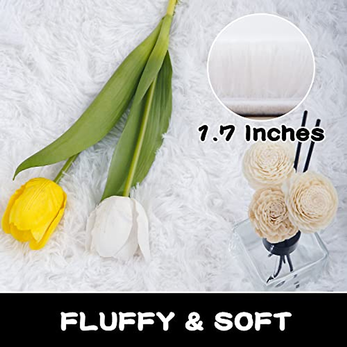 Terrug Super Soft Oval Rugs for Kid's Room, Cute Fluffy Plush Rugs 2.6x5.3 Feet for Girls Bedroom Dorm, Non-Slip Modern Shaggy Carpet for Living Room, Home Decor White for Bedroom White