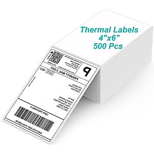 Coopaty Direct Thermal Labels, 4"x6" Thermal Shipping Labels, 1000 Labels Fanfold Thermal Label Printer Paper Compatible with Zebra and Rollo (500 Labels/Stack, 2 Stacks)