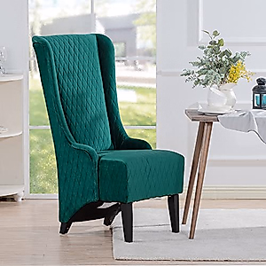UBGO Living Room,High Velvet Arm, Modern Accent 22" Wide Wing Back, Side, Fabric Wingback Chairs, Retro Green