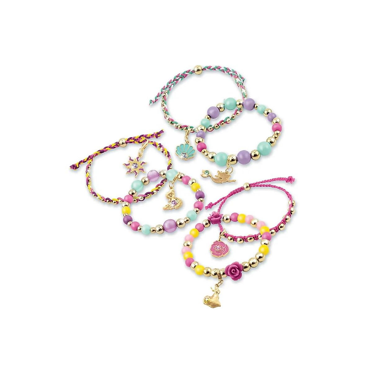 Make It Real Disney Princess Crystal Dreams Jewelry Kit - DIY Bead & Charm Bracelet Set with Swarovski Crystals, Includes Supplies & Exclusive Princess Book - Create 6 Bracelets, Ages 8