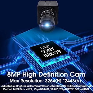 SVPRO 8MP USB Webcam 10X Optical Zoom USB Camera with 5-50mm Manual Lens,Sony IMX179 Sensor Zoomable UVC Computer Camera High Definition Web Camera for Laptop Windows Android Linux MacOS
