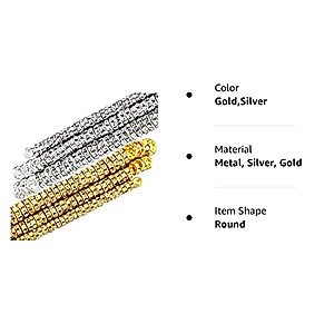 800 Pieces Round Rondelle Spacer Beads Crystal Rhinestone Loose Bead Rondelle Charm Beads 6 mm 8 mm 10 mm for Necklaces Bracelets Jewelry Making (Gold, Silver)