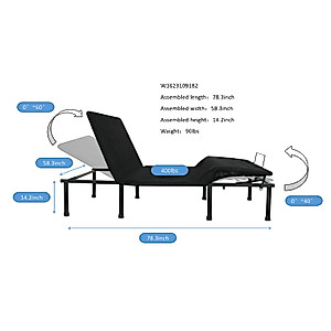 ccko Electric Adjustable Bed Frame with Independent Head & Foot Incline, Queen Size Adjustable Bed Base Motorized Bed Frame with Remote Control and Quiet Motor, Quick and Easy Assembly