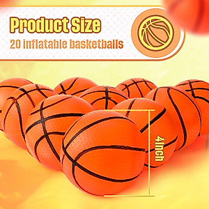 Civaner 20 Pieces Mini Inflatable Balls Basketball Baseball Beach Float Ball Soccer Baseball Mini Hoop Ball Pool Ball Toys for Kids Summer Sports Game Party Supplies, 4 Inches(Basketball Style)