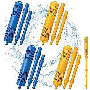 4 Pack Spa in-Filter Mineral Sticks Parts Cartridge Sticks for Hot Tub Spa Swimming Pool Fish Pond Filter Cartridge, Last for 4 Months (Blue & Yellow)
