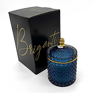 BRIGANTI Luxury Scented Candle, Natural Soy Wax Candles in Royal Blue Glass Jar, Decorative Blue Candle Holder for Home, Bath and Kitchen - Strong Bakery Aroma Blueberry, Vanilla, and Graham Cracker