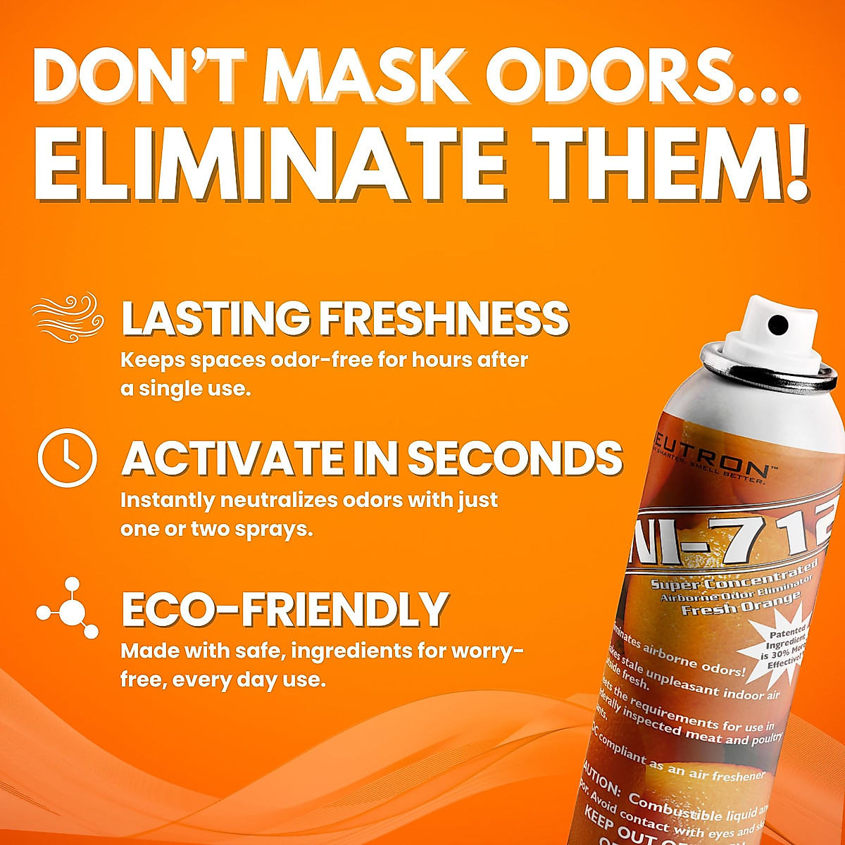 NI-712 Odor Eliminator, Orange Continuous Spray, 1 Can
