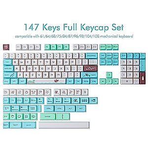 Sunzit PBT Keycaps XDA Profile 147 Keys Animal Forest Keycaps Dye-Sublimation with 7U Spacebar for Cherry MX Switches Mac Windows PC Mechanical Keyboards