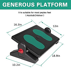 Prodigen Upgrade Adjustable Under Desk Footrest Ergonomic Foot Rest with Removable Sponge Cushion for Home, Office, Four Seasons, Tilt Angle Adjustment Non-Skid Massage Surface Comfort