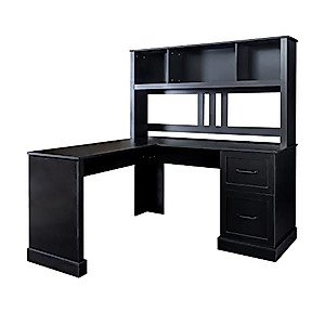 OPTOUGH Hutch,Home Office Table Computer Bookshelf,Writing Study Desk for Bedroom,Antiqued Black Finish