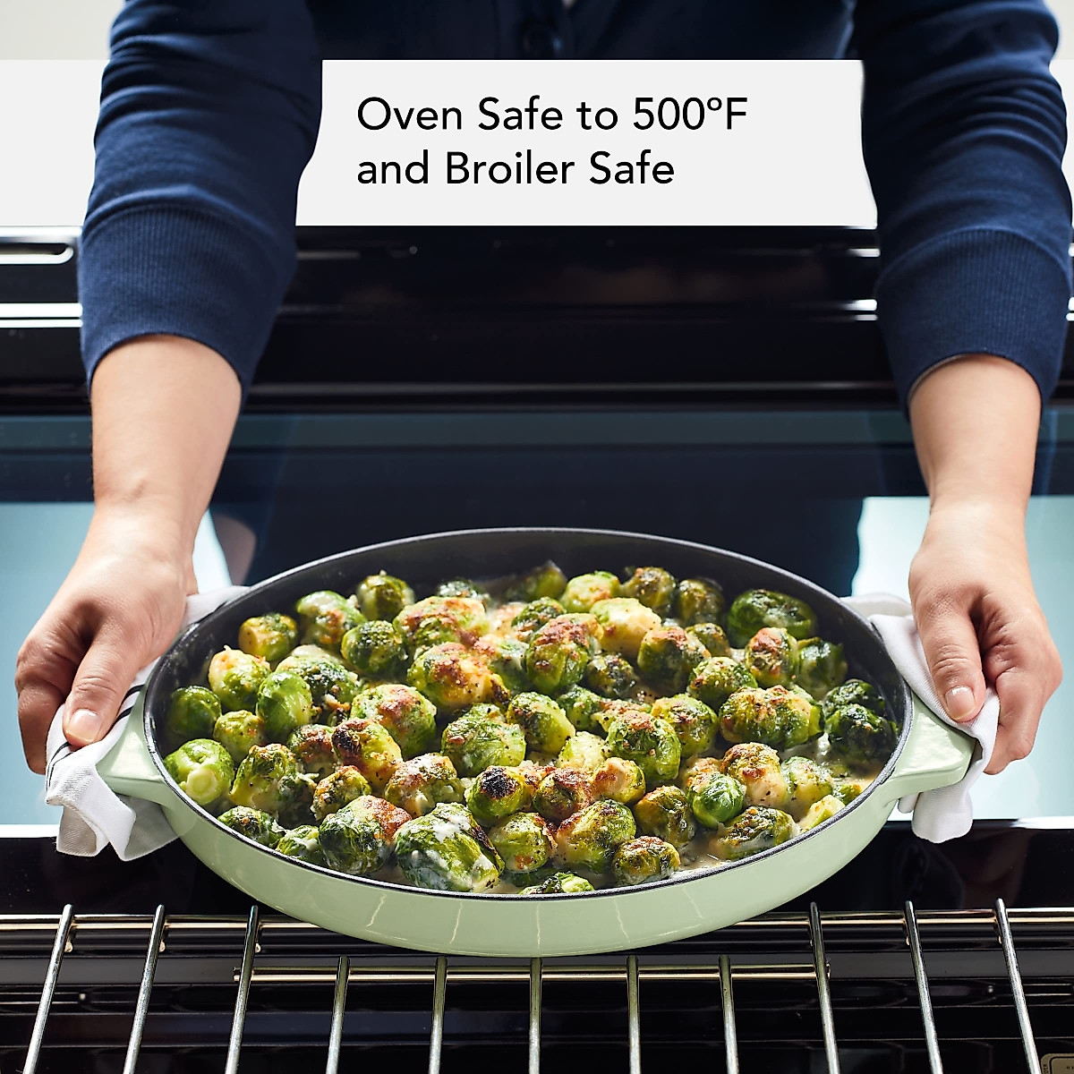 KitchenAid Enameled Cast Iron Au Gratin Oval Roasting Pan, 2.5 Quart, Pistachio