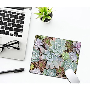 Cute Succulents Mouse Pad, Natural Plants Mousepad for Design, Anti-Slip Rubber Base Wireless Mouse Pads for Laptop
