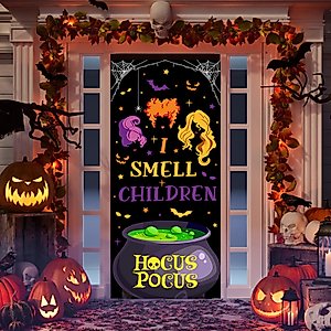 IMISHM Hocus Pocus Decorations Halloween Door Decorations Hocus Pocus Door Covers Halloween Door Covers for Hocus Pocus Party Decorations