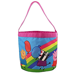 Peppa Pig Girls Collapsible Nylon Bucket Toy Storage Gift Tote Bag (One Size, Multicolor)