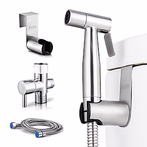Arofa Handheld Toilet Bidet Sprayer for Toilet-Adjustable Water Pressure Control with Bidet Hose for Feminine Wash, Stainless Steel Brushed Nickel Cloth Diaper for Baby Wash