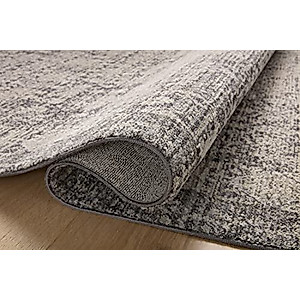 Amber Lewis x Loloi Alie Collection ALE-03 Charcoal / Dove, Traditional 18" x 18" Sample Rug