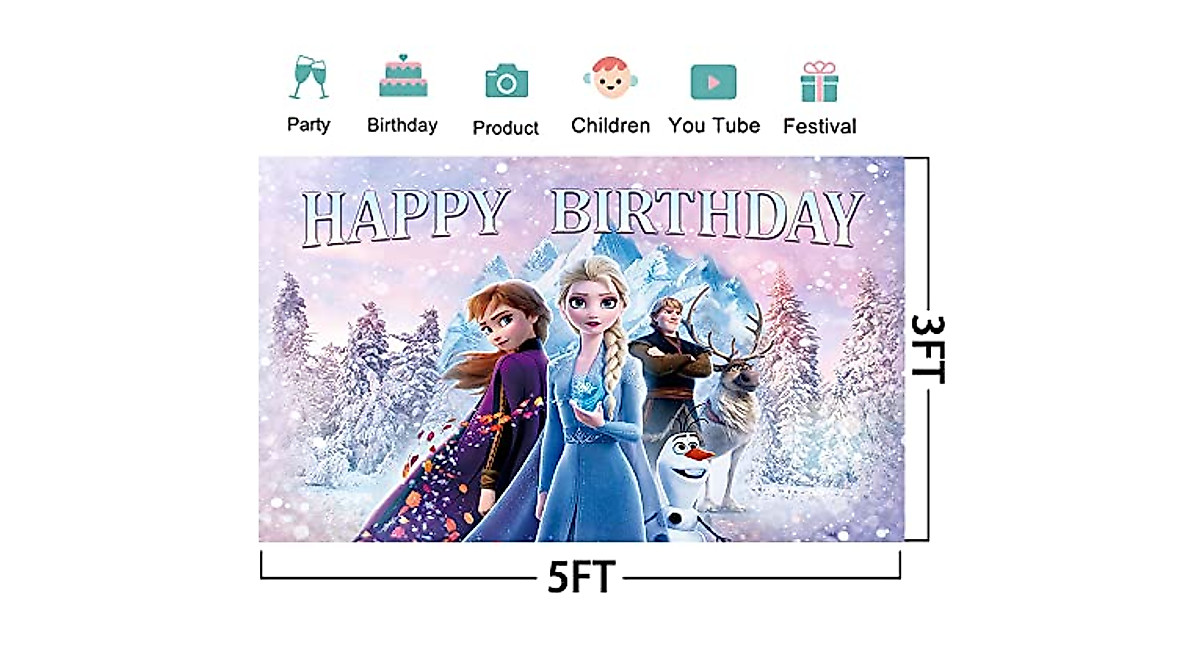 ASCLO Frozen 2 Backdrop for Birthday Party Supplies 5x3ft Frozen Photo ...