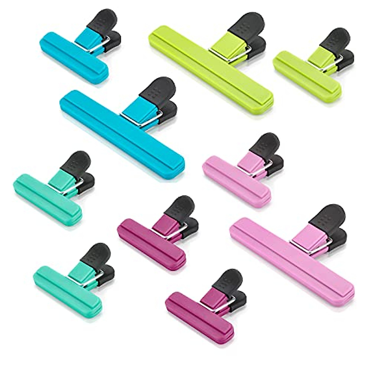 10PCS Large Chip Clips, Bag Clips, Food Clips, Sealing Clips (3 Large & 7 Small Size) , Heavy Duty Bag Clips for Food Storage with Air Tight Seal Grip, PPKKAI