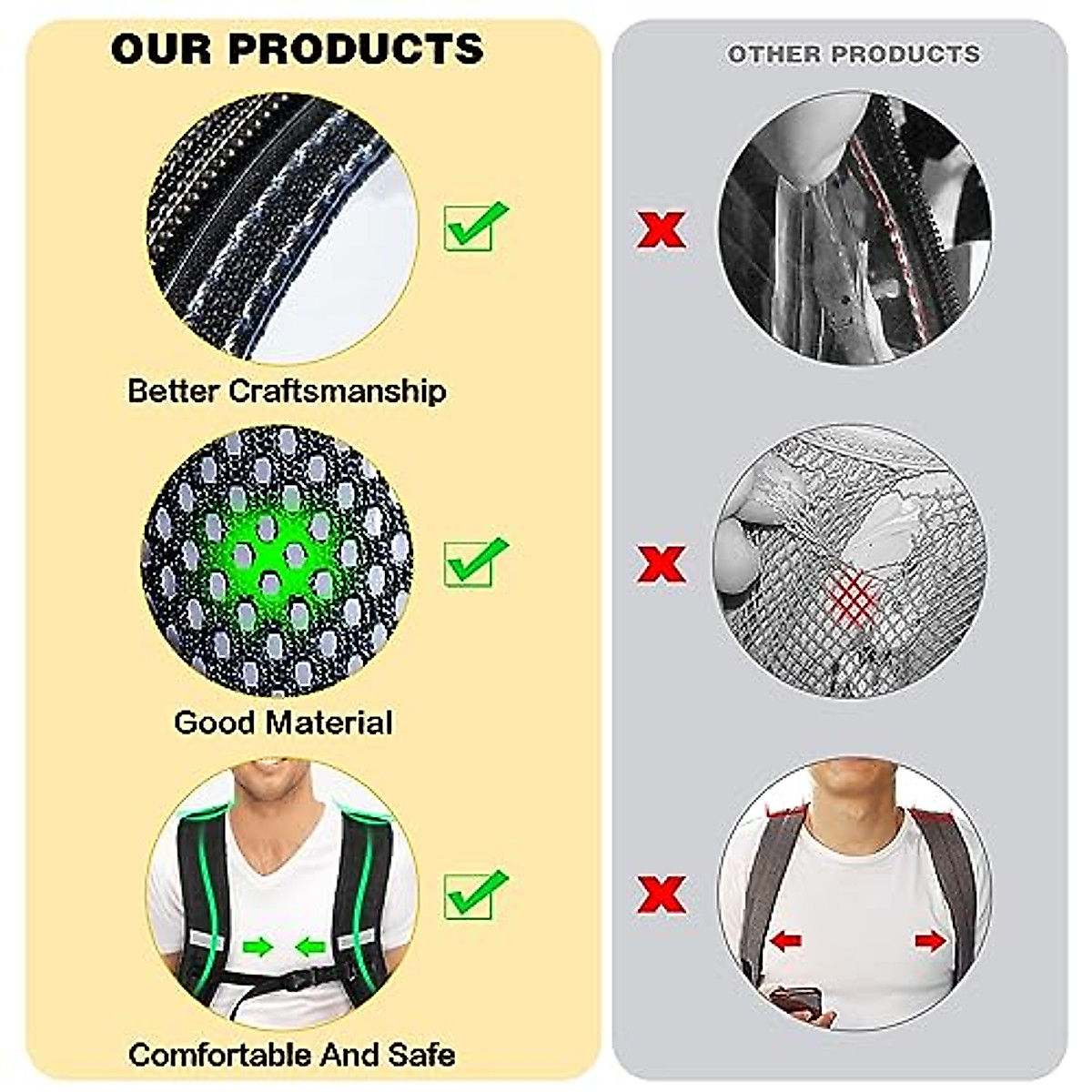 GEAMSAM Clear Backpack, Heavy Duty Transparent Backpack with Reinforced Bottom See Through Backpack for College, Travel, Workplace Security - Black