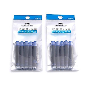 Writers Pens Jinhao X750 Lava Red Fountain Pen Set - Black Velvet Sleeve, 10 Blue Ink Cartridges - Medium Nib, Red & Gold Barrel with Silver Color Trims, Removable Ink Converter