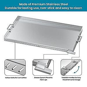 Stanbroil Stainless Steel Flat Top Gas Grill Griddle for Blackstone 4 Burner Propane Fueled Grill Front Grease Management System - 36 Inches