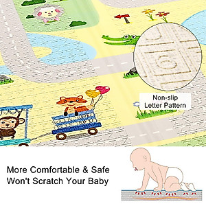 Baby Play Mat Extra Large Baby Mat Folding Foam Playmat Kids Crawling Mat Reversible Non Toxic Waterproof for Infants Toddlers Thicker 0.6inch (Green 0.6in)