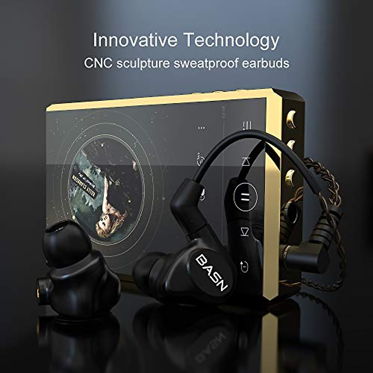 BASN Metalen in-Ear Monitors Headphones,4 Drivers Musicians Noise Isolating IEMs with Deep Bass, Two Detachable MMCX Cables with Case for Singers,Drummers,Bassists(Matt Black)