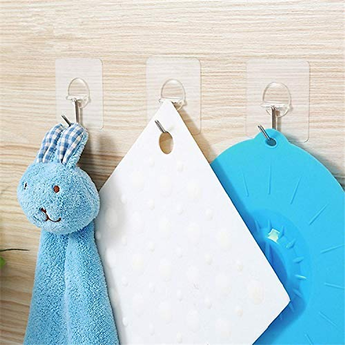 Adhesive Hooks for Hanging Heavy Duty Wall Hooks Self Adhesive Towel Coat Hooks Waterproof Transparent Hooks for Bathroom Shower Kitchen Keys Door Outdoor Home Improvement Utility Hook 12 Pack