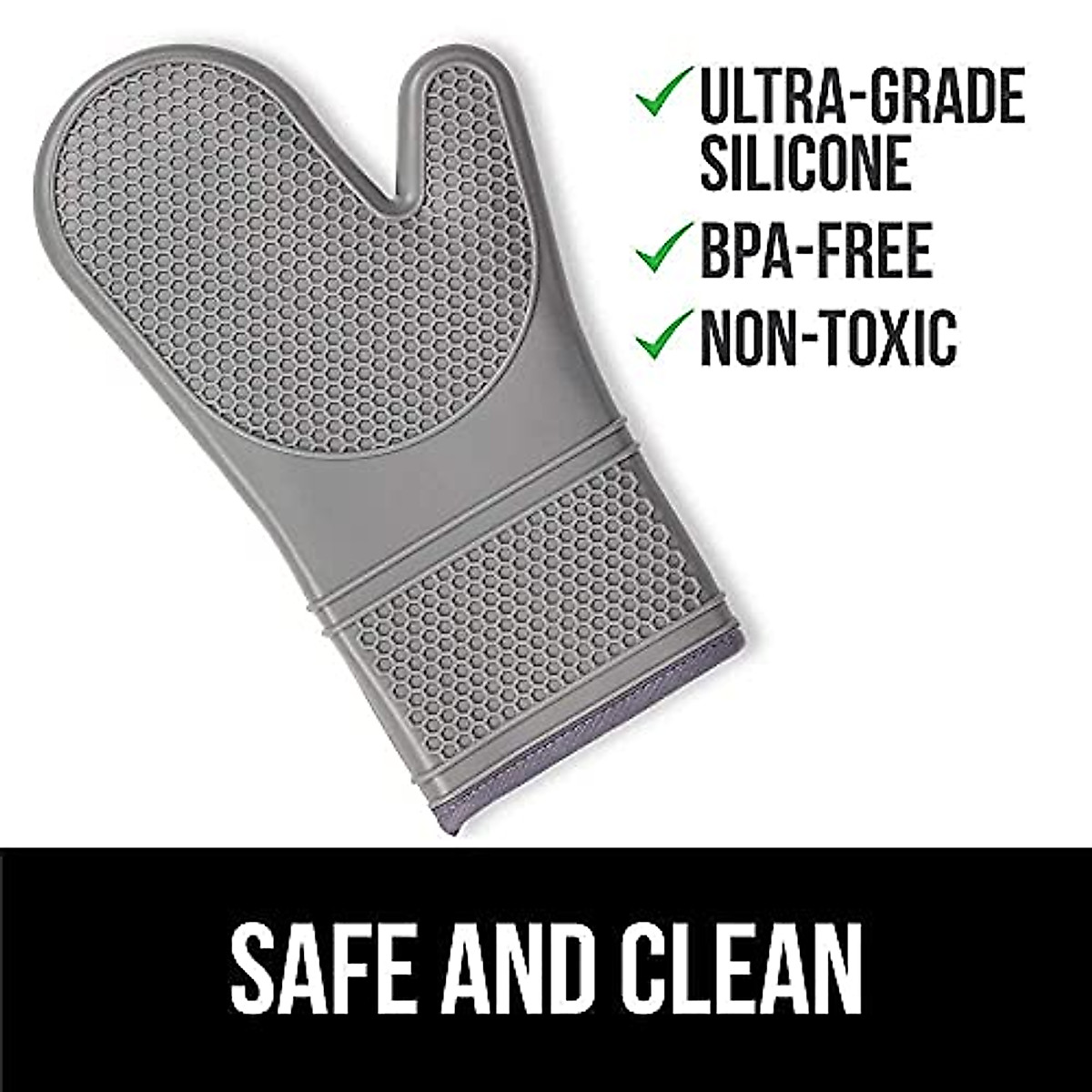 Gorilla Grip Cutting Board Set of 3 and Silicone Oven Mitts Set, Both in Gray Color, 2 Item Bundle