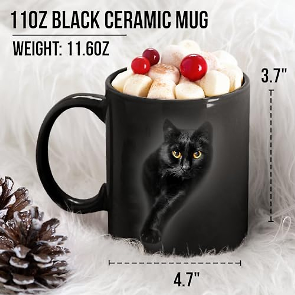 Warmstorey Black Cat Mug, Black Cat Ceramic Coffee Mug, Black Cat Gifts for Women - Men - Cat Lovers, Birthday - Mothers Day - Fathers Day Idea for Black Cat Lovers - Black Cat Mom - Black Cat Dad