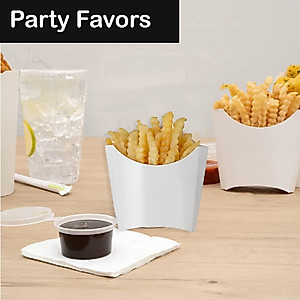 Angel's Peel Lounge Disposable Snack Containers/French Fry Box Holders 4oz – White Paper French Fry Scoop for Onion Rings, and Popcorn - Kid's Paperboard Snack Cup – Party Favors (Pack of 50)