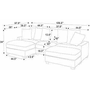 Oadeer Home Modular Sectional, Dark Gray