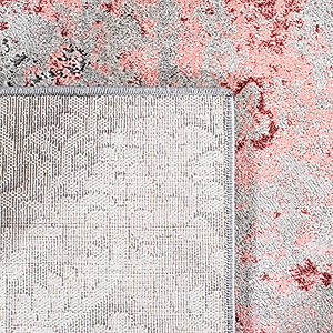 SAFAVIEH Meadow Collection Area Rug - 8' x 10', Light Grey & Pink, Modern Abstract Design, Non-Shedding & Easy Care, Ideal for High Traffic Areas in Living Room, Bedroom (MDW573G)