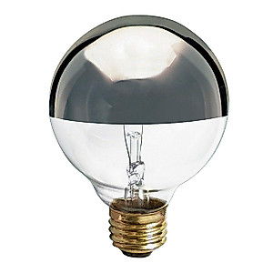 KOR (4 Pack) G25 Incandescent Light Bulb, Silver Half Chrome Crown with Mirror Reflect Glare-Less Finish, Decorative Globe 120 Volts, Lamp Shape, Medium Base, E26 Base, Dimmable. (40.00)
