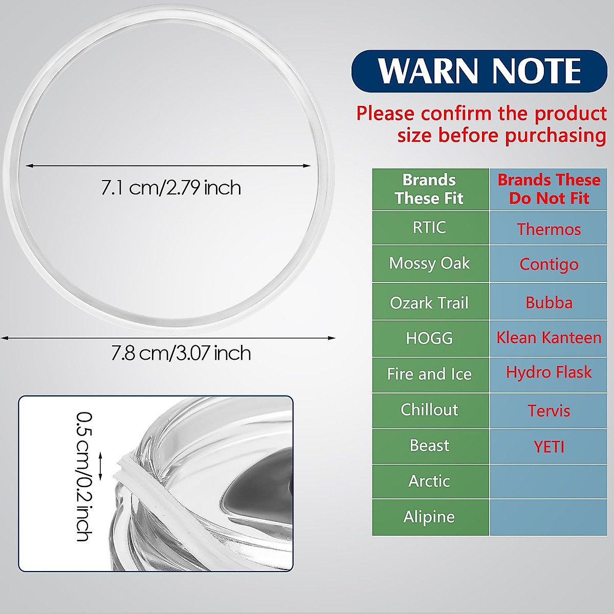 Patelai 30 oz Replacement Rubber Lid Seals Compatible Seals Lid Gaskets for 30 Oz Insulated Stainless Steel Tumblers Compatible with RTIC Atlin, Randomly Shipped in Oval and Round (White,6 Pieces)