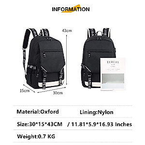 TPSTBAY Anime Seven Deadly Sins Printed Oxford Travel Daypack With USB Charging Port, Casual Laptop Backpack, College Knapsack(8)