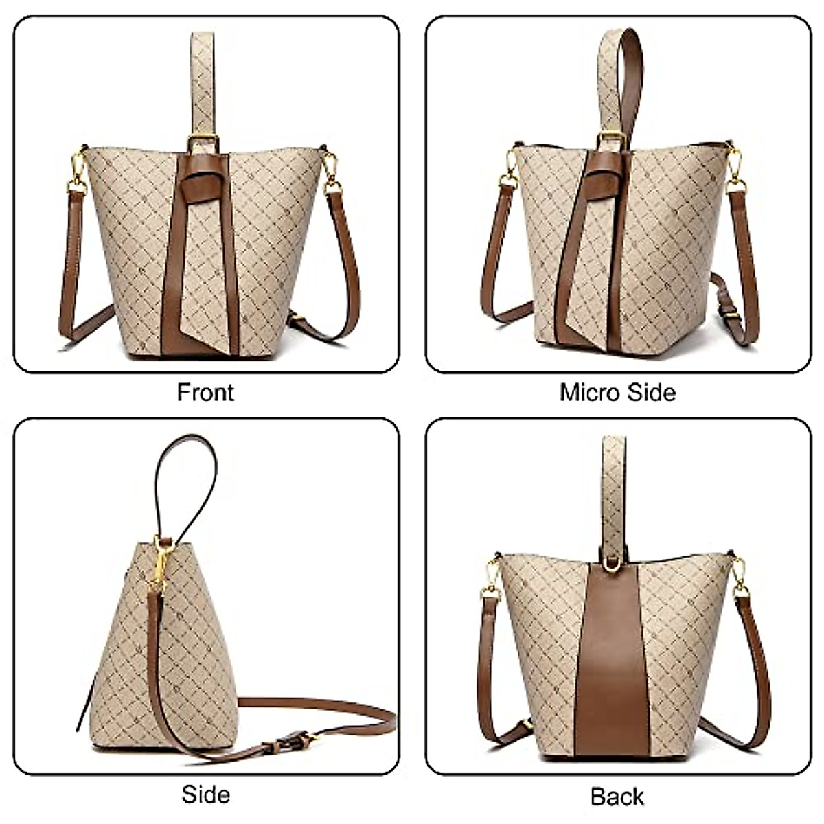 Bucket Bags for Women Soft PU Leather Shoulder Bags Tote Purses and Handbags Fashion Crossbody Bag (Beige)
