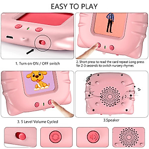 Toddler Toy Flash Cards Learning Toy for 1-6-Year-Old, Educational Toys for Toddler,112 Pcs Flash Cards 224 Words, Speech Therapy Toys for Toddlers Preschool Learning Toys and Gift(Pink)