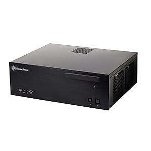 SilverStone Technology Aluminum Front Panel and SECC Body Micro ATX HTPC Computer Case with 2X USB3.0 Front Ports Cases in Black GD04B-3.0-USA