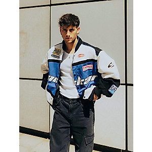 Aelfric Eden Blackair Men's Varsity Jackets Womens Bomber Jackets Vintage Motorcycle Racer Jacket