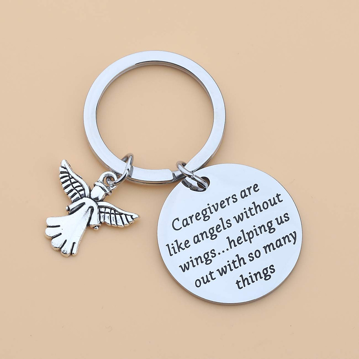 LQRI Caregivers Gifts Daycare Nurse Gift Caretakers Gift Caregivers are Like Angels Without Wings Helping Us Out With So Many Things Babysitter Nanny Caregiver Appreciation Gift (sliver)