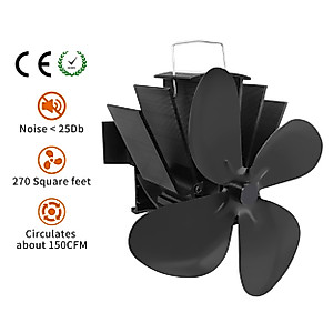 ZHENGXOO Heat Powered Wood Stove Fan, Fireplace Fan Non-electric, Eco-Friendly and Save Energy, for Gas/Pellet/Wood Log Burner Fireplace (600A2)