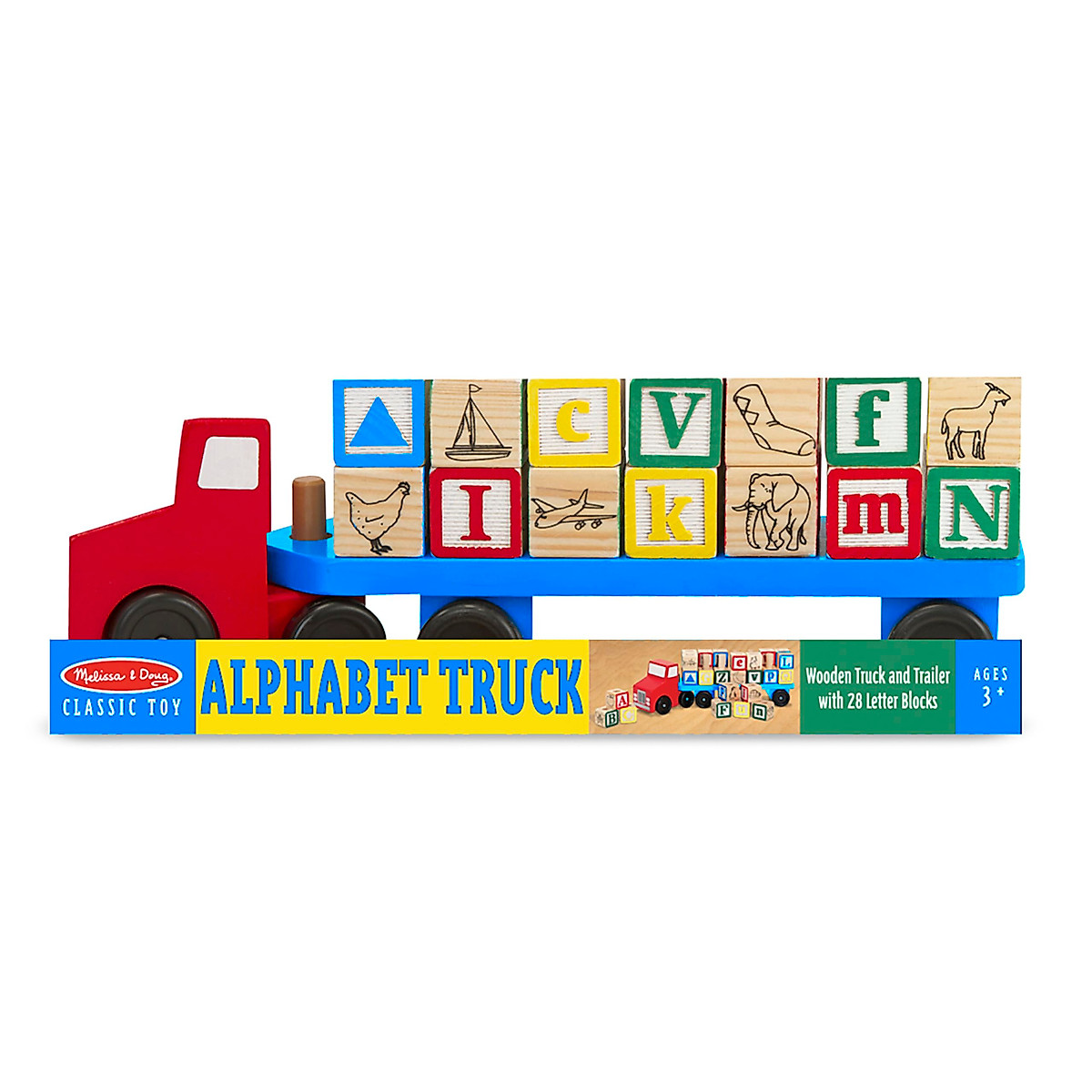 Melissa & Doug Alphabet Blocks Wooden Truck Educational Toy