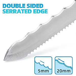 Minova Insulation Knife with Sheath Stainless Steel Blade 11” Double Sided Insulation Cutter for Cutting Mineral Wool Insulation (Small)